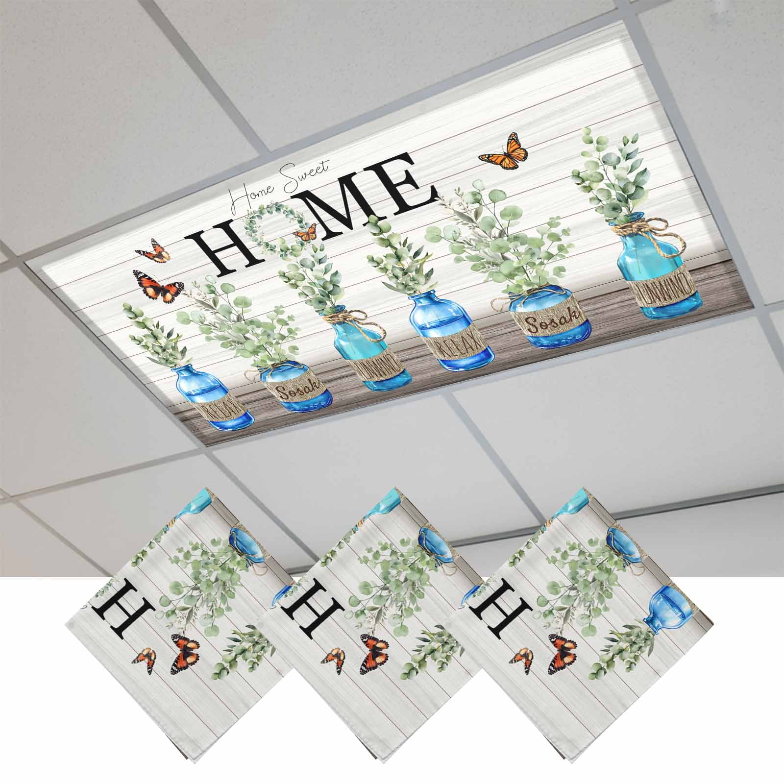 Eucalyptus Leaves Fluorescent Light Covers, Home Summer Botanical ...