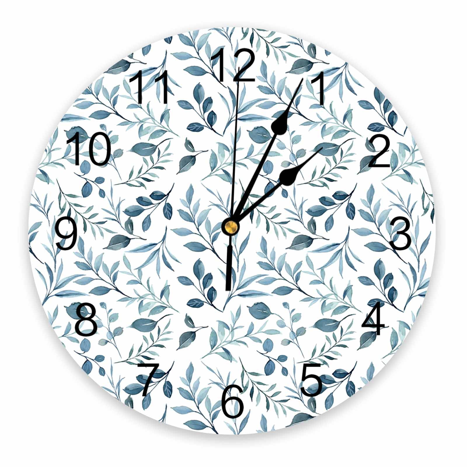 Eucalyptus Leaves Green Leaves PVC Wall Clock Bedroom ration Wall Clock ...