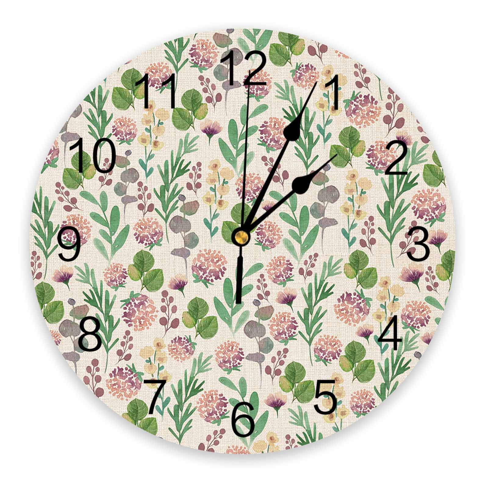 Eucalyptus Leaves Green Leaves PVC Wall Clock Bedroom ration Wall Clock ...