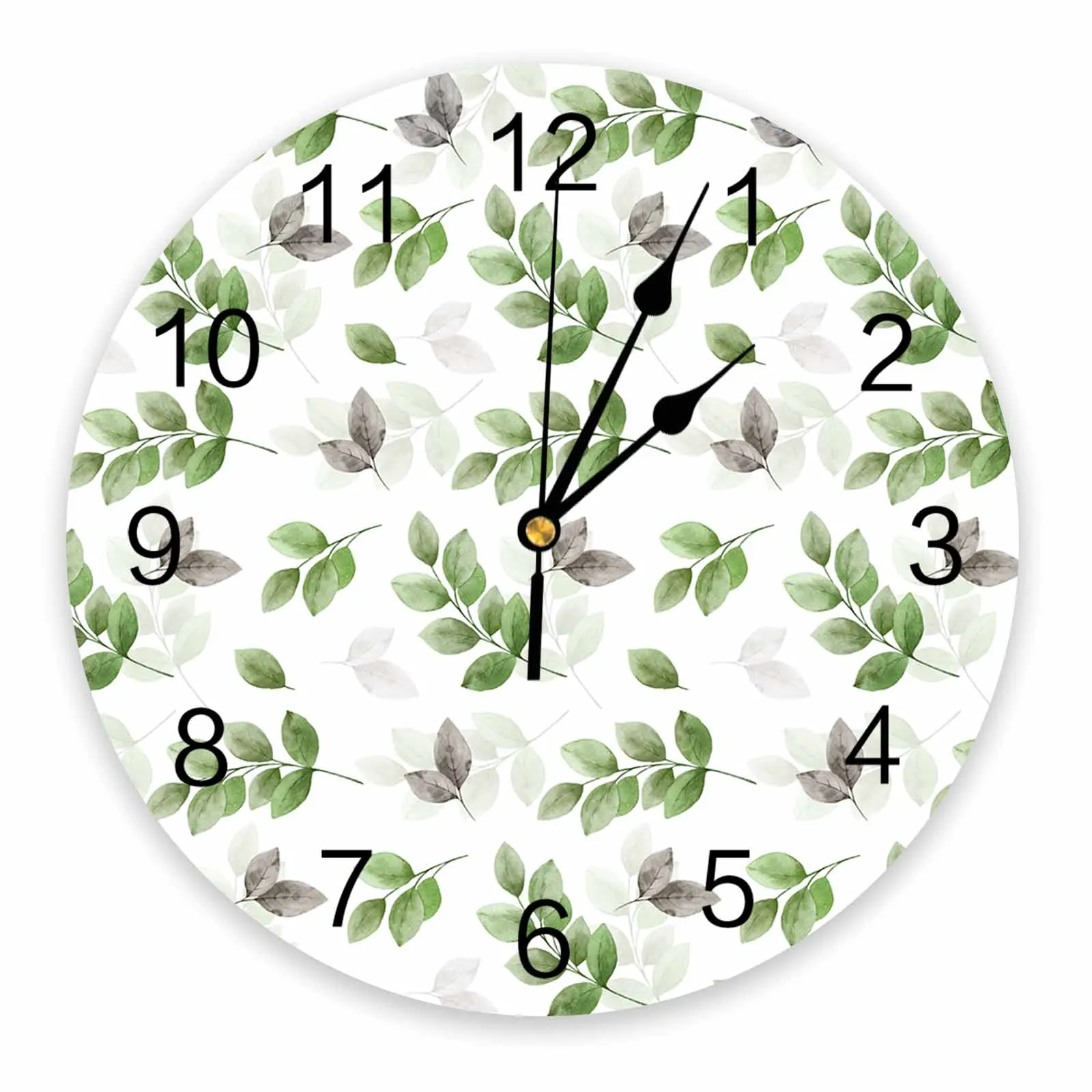 Eucalyptus Leaves Green Leaves PVC Wall Clock Bedroom ration Wall Clock ...