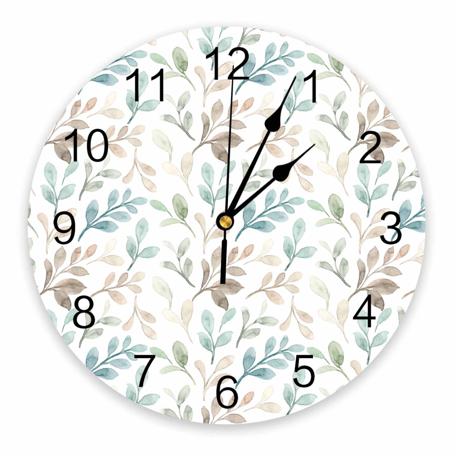 Eucalyptus Leaves Green Leaves PVC Wall Clock Bedroom ration Wall Clock ...
