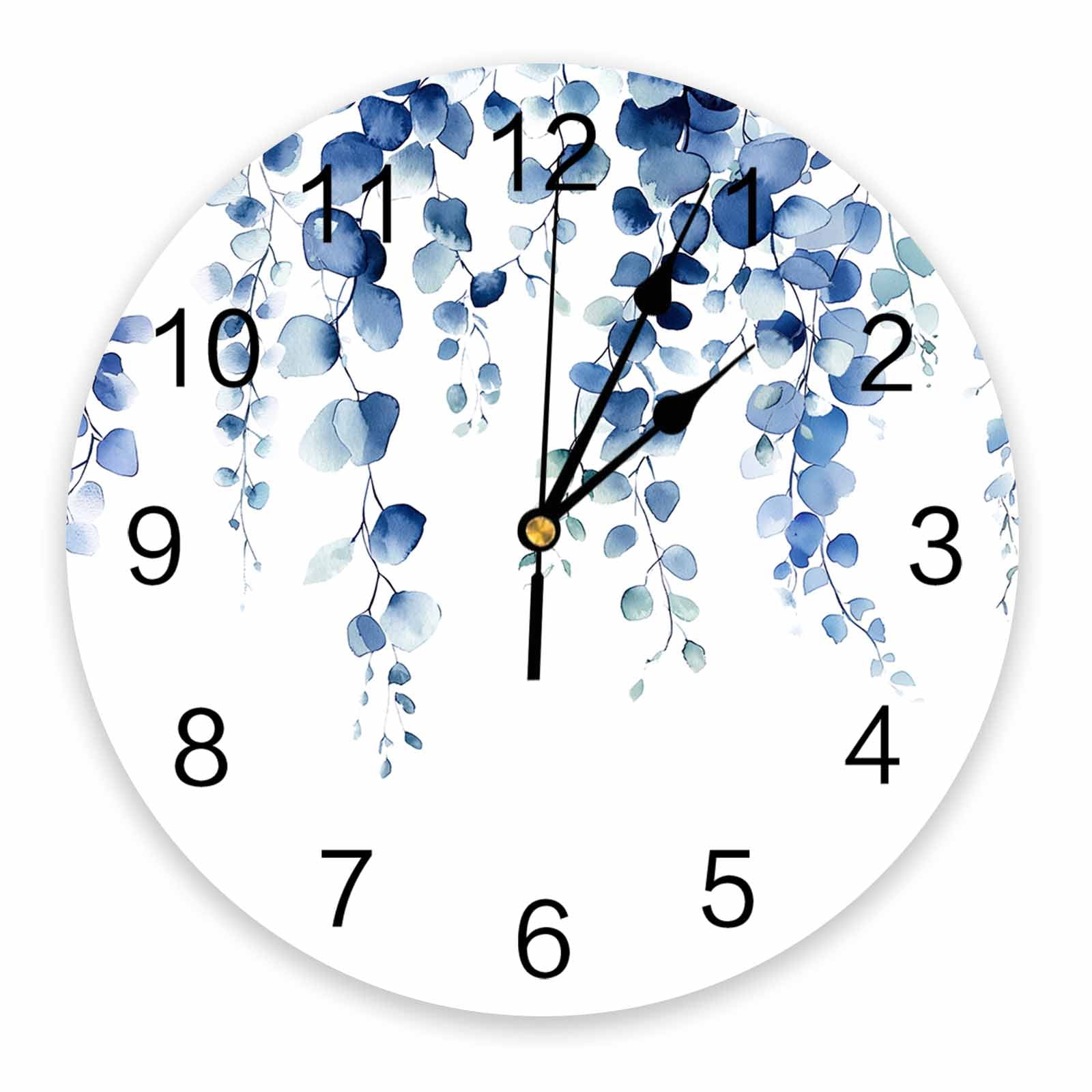 Eucalyptus Leaves Hand-Painted Vine PVC Wall Clock Bedroom ration Wall ...