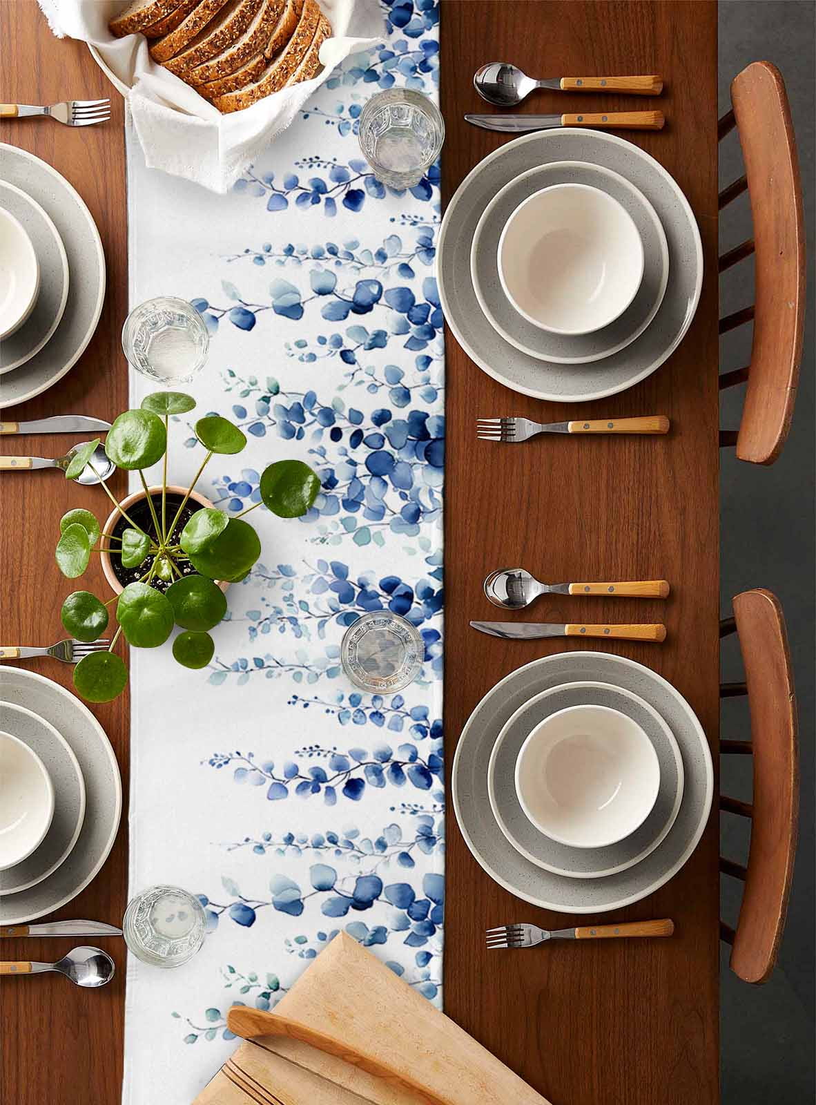 Eucalyptus Leaves Hand-Painted Vine Wedding Party Events Dining Room ...