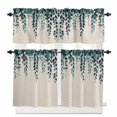 Eucalyptus Leaves Kitchen Curtains Valances and Tiers Set of 3 Spring ...