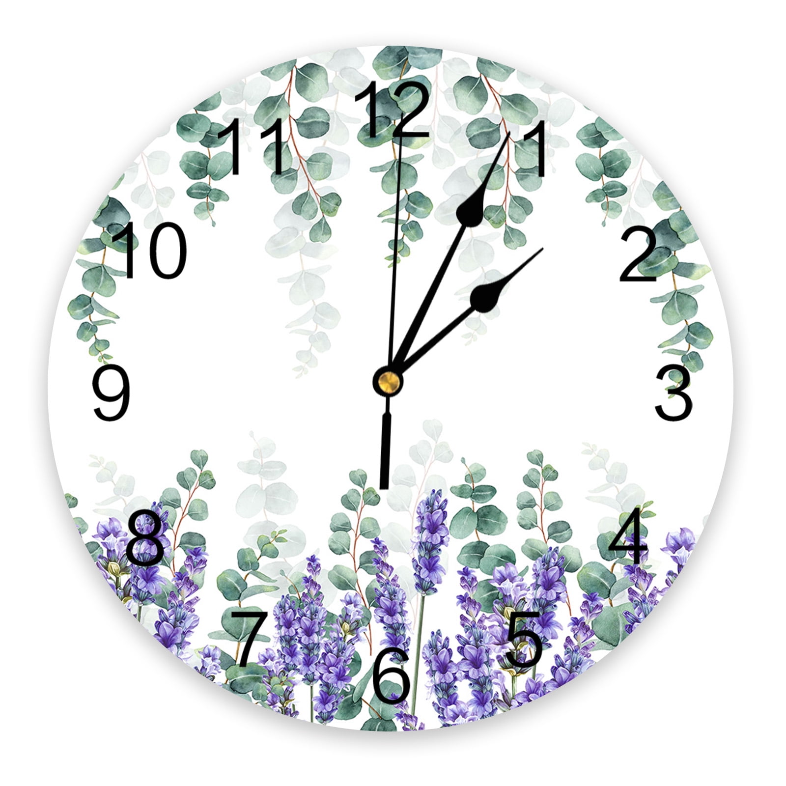 Eucalyptus Leaves Lavender Flower Plant Clocks Wall Home Decor Modern ...