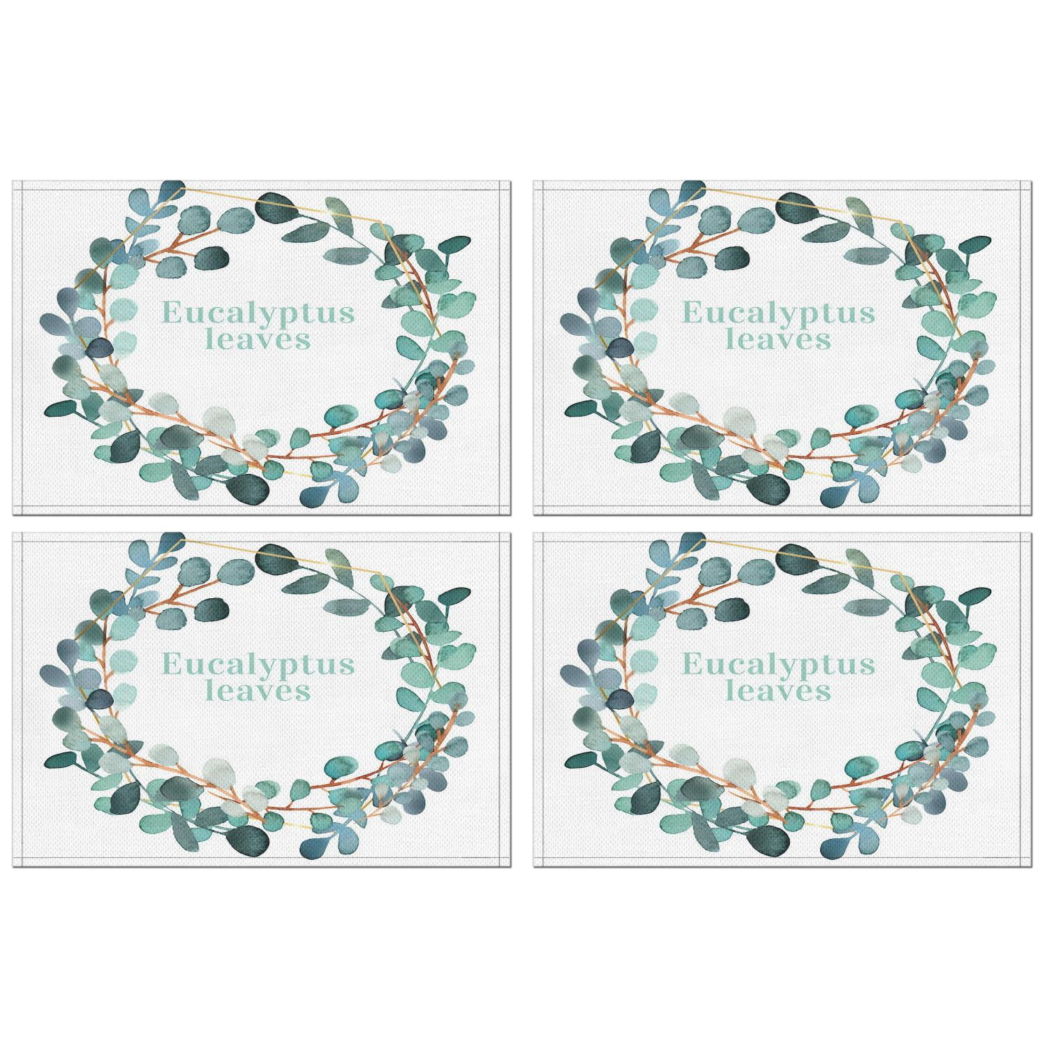 Eucalyptus Leaves Placemats - 12x18 Inch Summer Table Mats - Washable ...