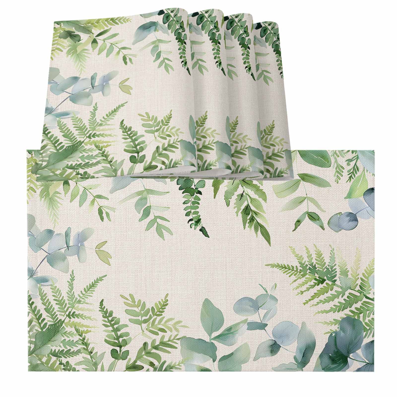 Eucalyptus Leaves Placemats for Dinning Table Set of 4, Rustic Sage ...