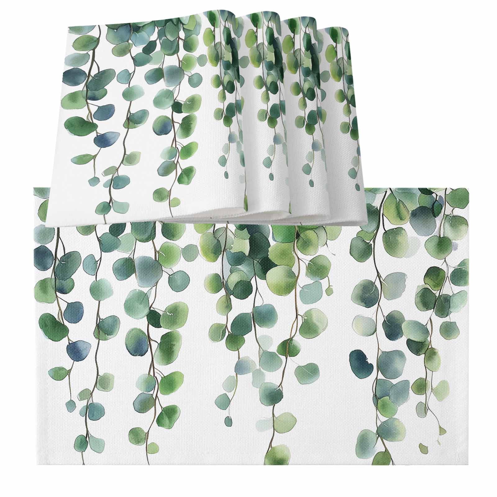 Eucalyptus Leaves Placemats for Dinning Table Set of 4, Summer ...