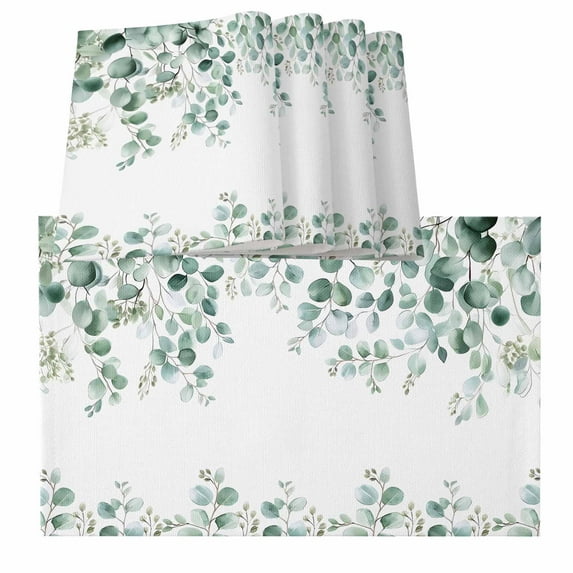 Eucalyptus Leaves Placemats for Dinning Table Set of 6, Watercolor Sage ...