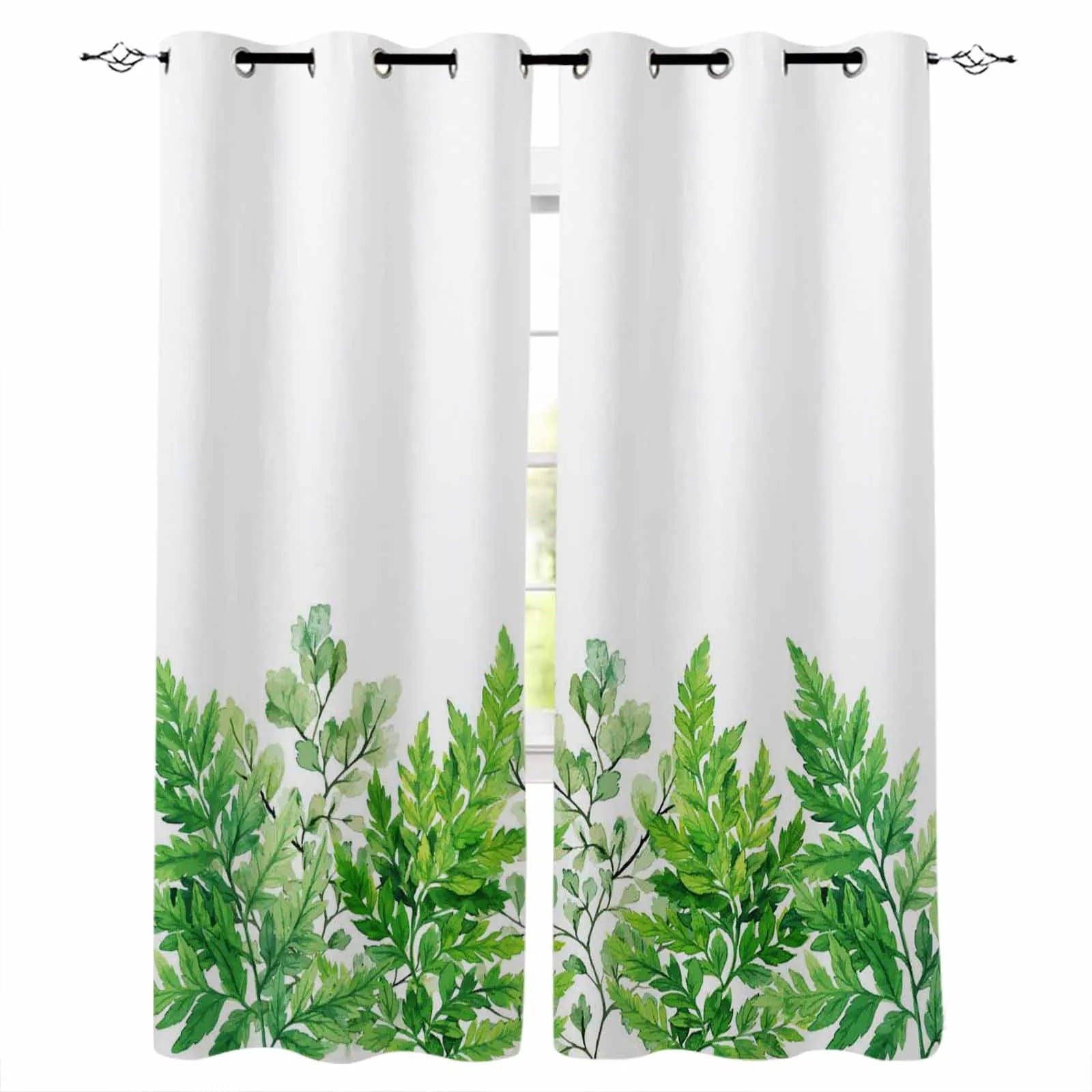 Eucalyptus Leaves Plant Green Window Curtains Living Room Bedroom ...