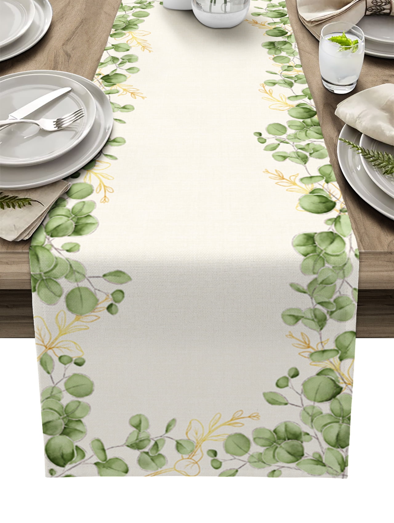 Eucalyptus Leaves Plant Table Runner Home Wedding Table Flag Mat Table ...