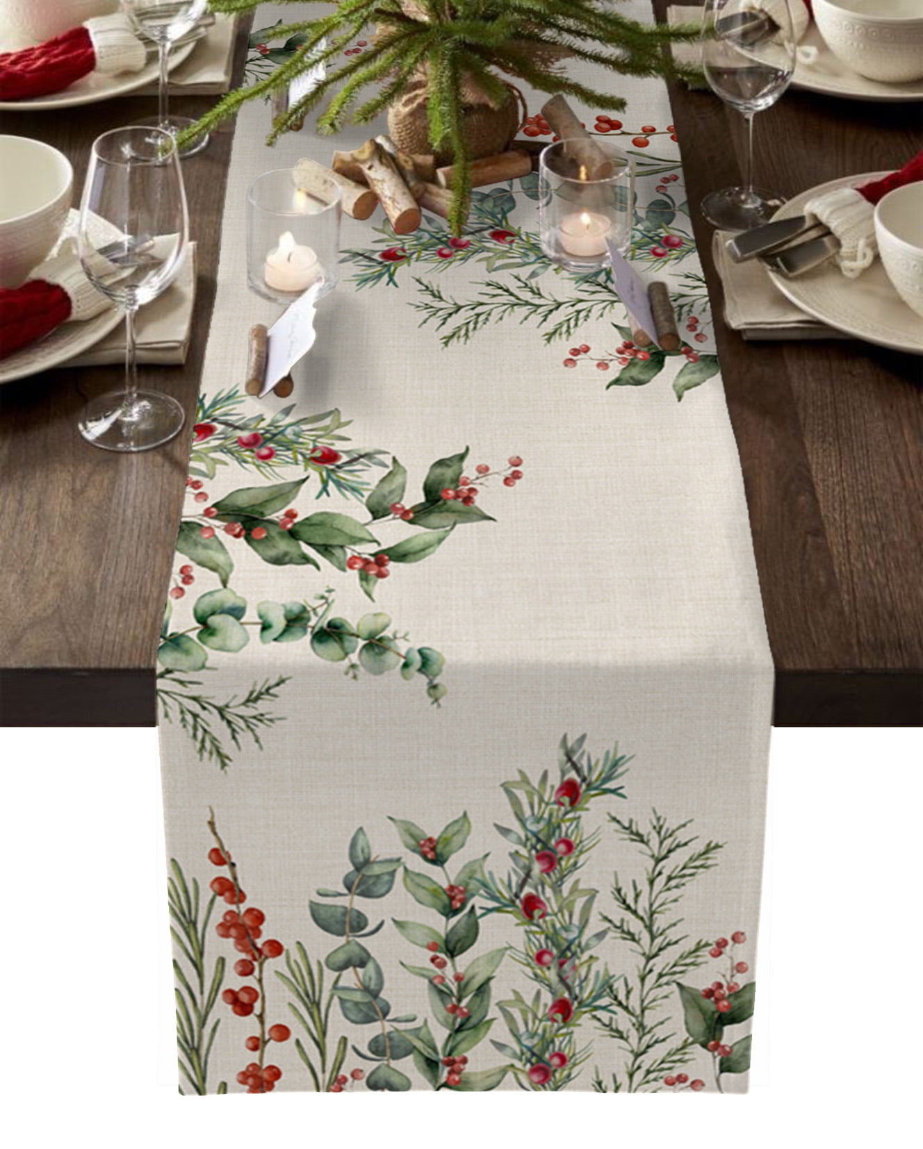 Eucalyptus Leaves Plant Table Runner Home Wedding Table Flag Mat Table ...