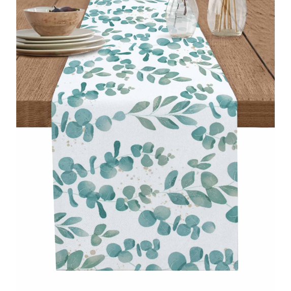 Eucalyptus Leaves Plant Table Runner Kitchen Dining Table r Tablecloth ...