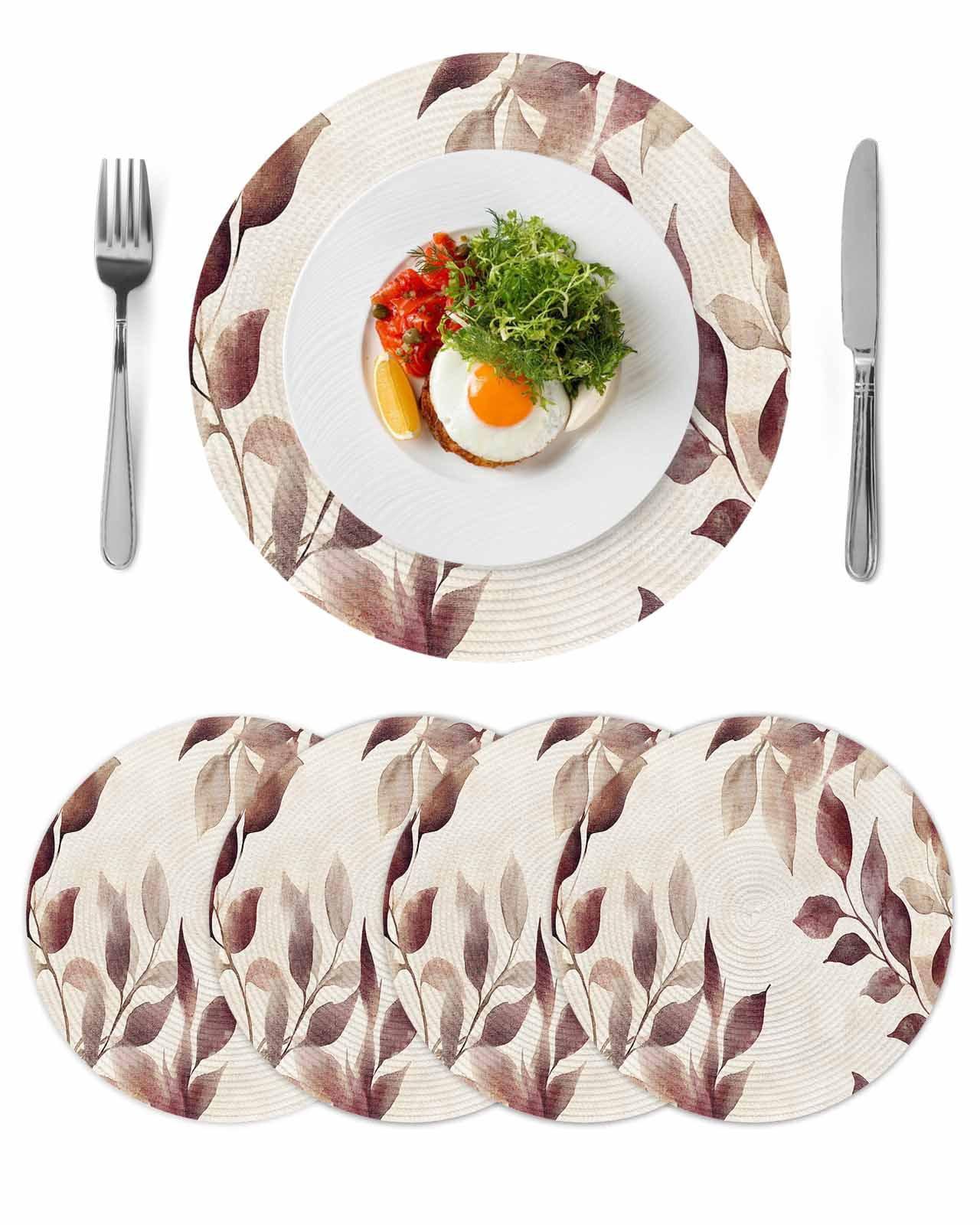Eucalyptus Leaves Round Placemats Set of 4 for Dinning Tables,Heat ...