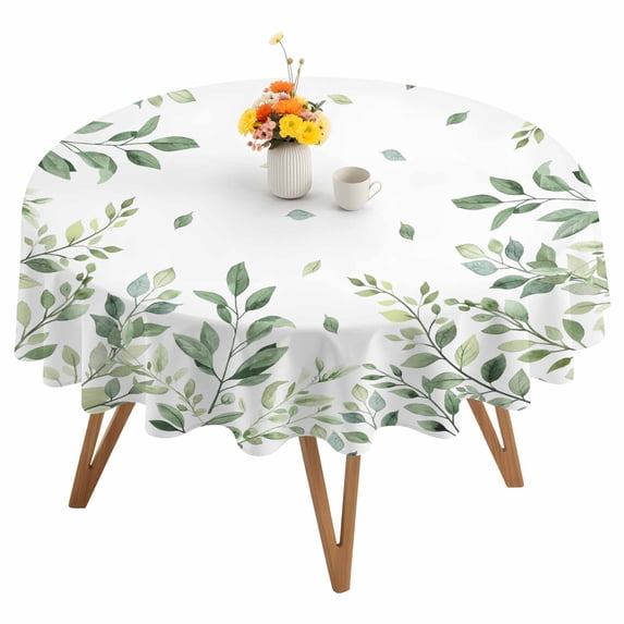 Eucalyptus Leaves Round Tablecloth 60 inches Leaf Green Waterproof Oil ...
