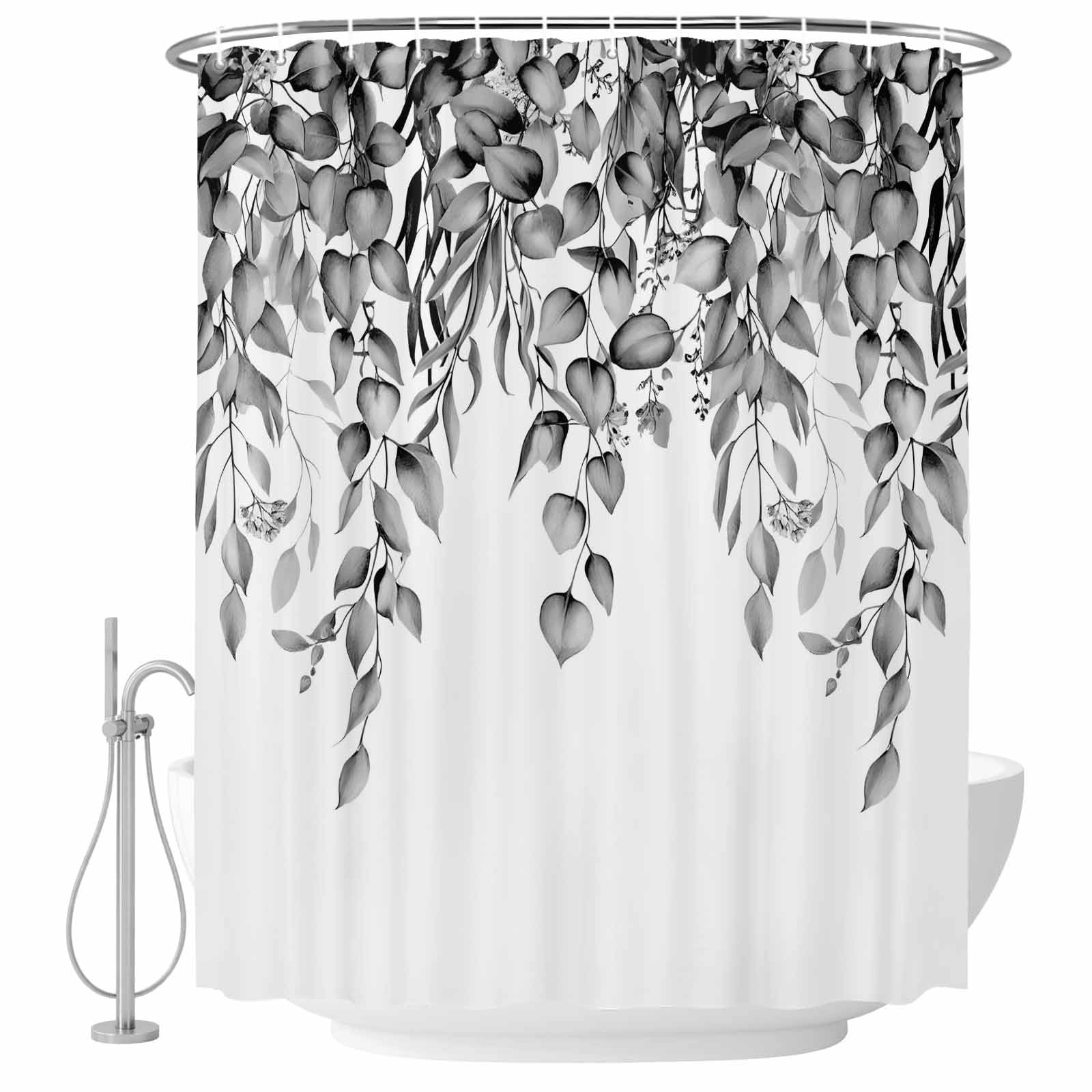 Eucalyptus Leaves Shower Curtain Set - 48" x 72" Washable Bathtub ...