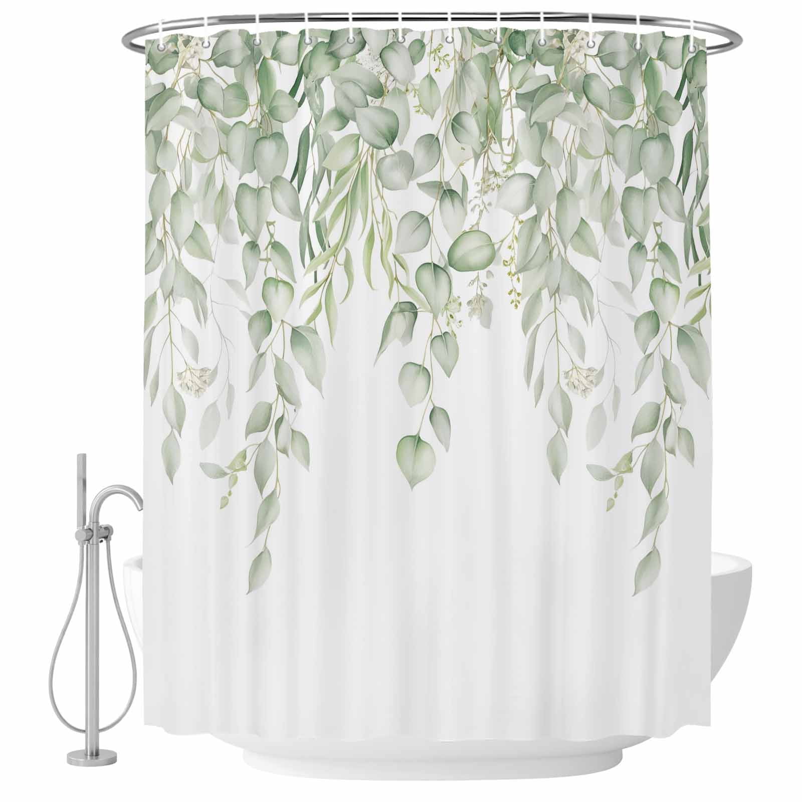 Eucalyptus Leaves Shower Curtain Set - Standard 72" x 72" Washable ...