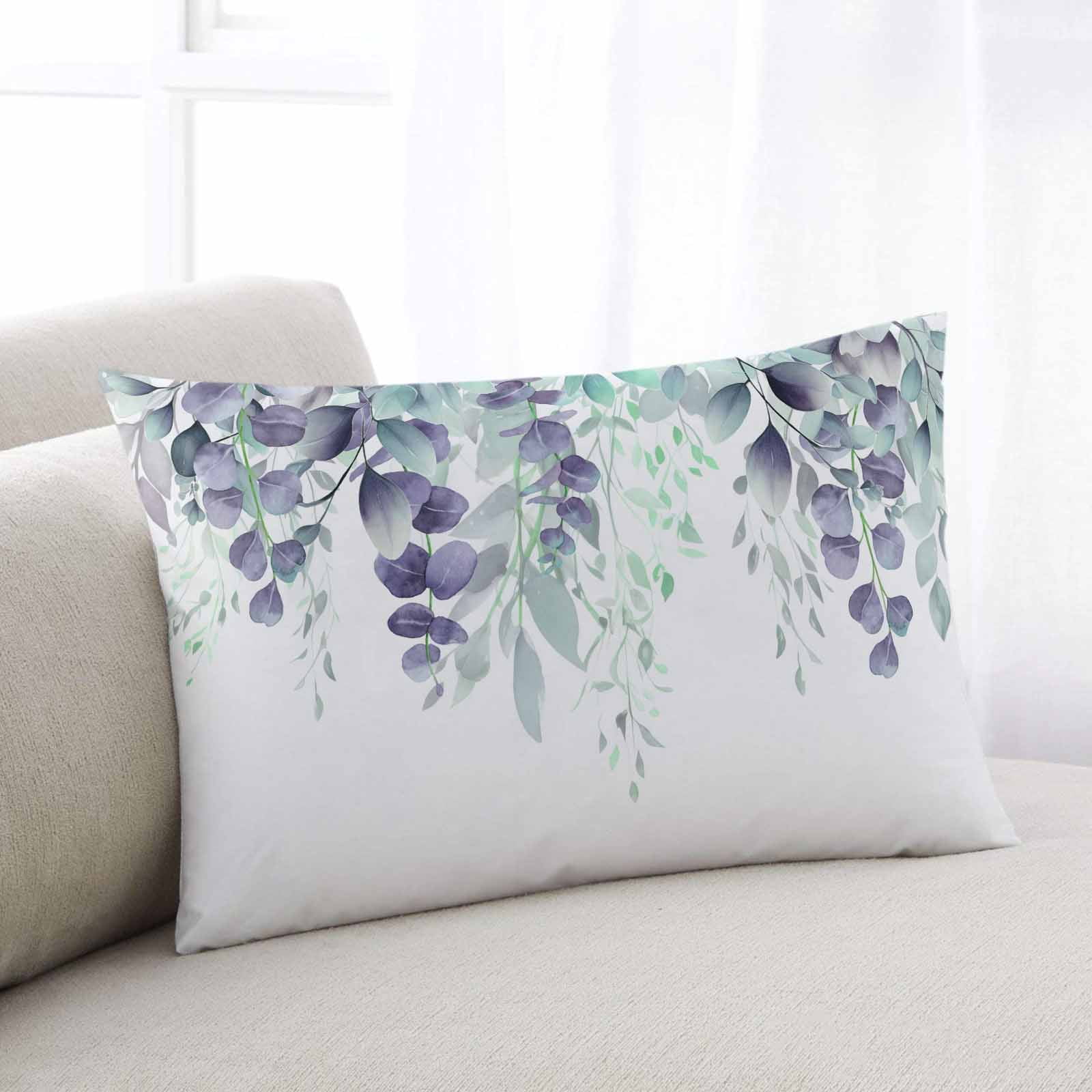 Eucalyptus Leaves Spring Throw Pillow Cover,Nature Purple Green ...