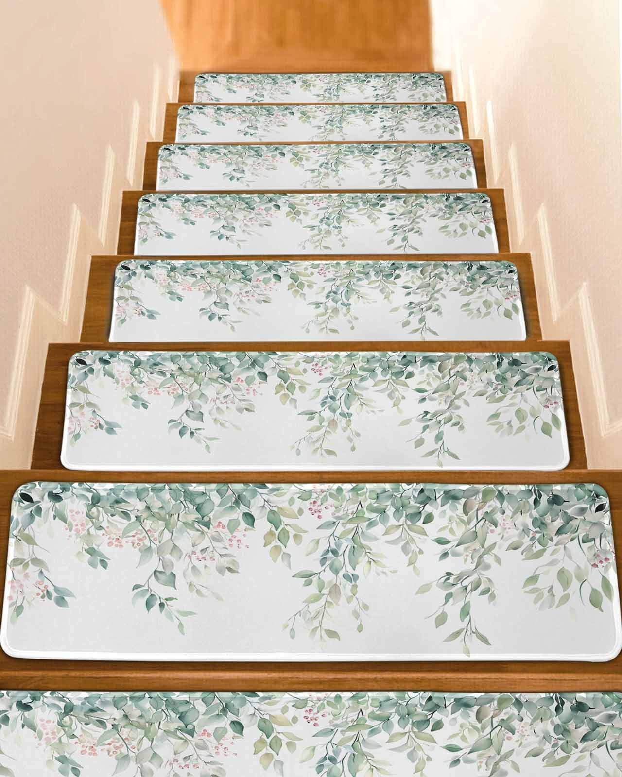 Eucalyptus Leaves Stair Treads for Wooden Steps Indoor Runner Rug ...