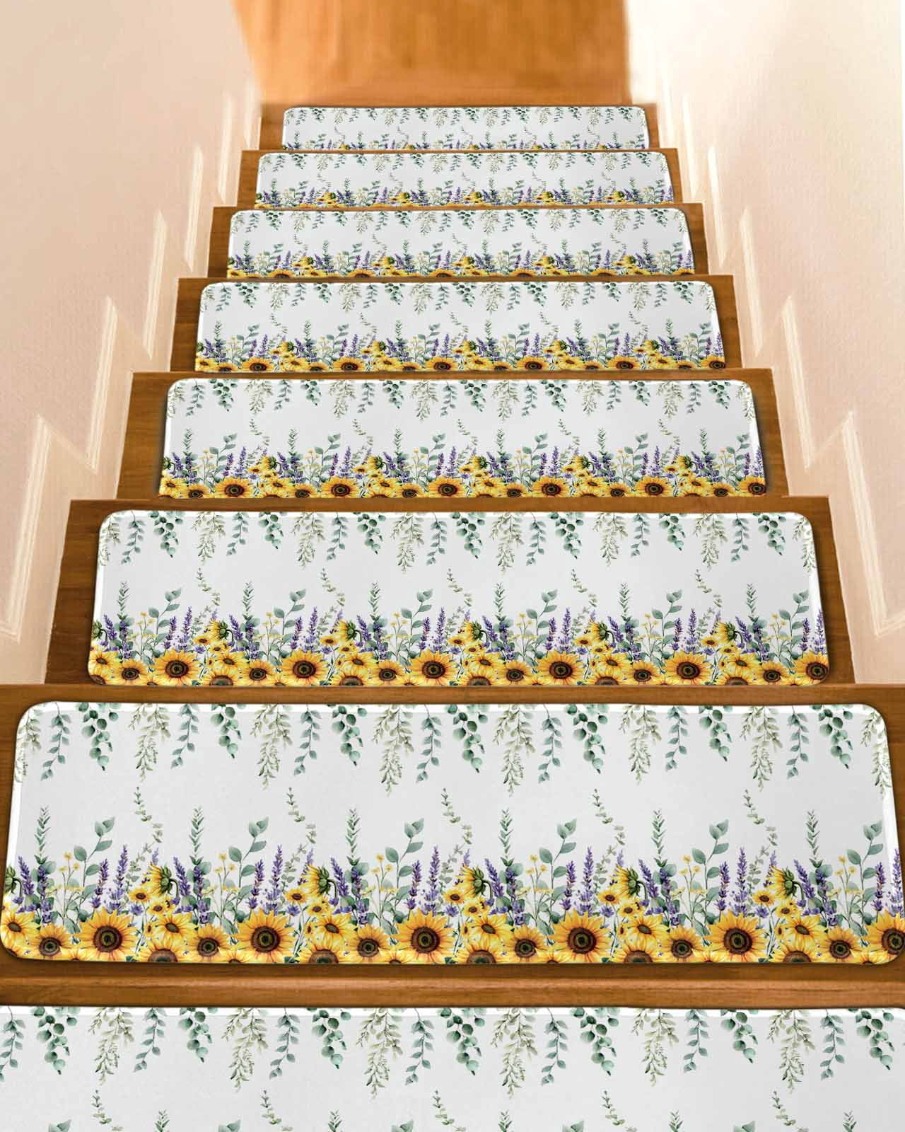 Eucalyptus Leaves Stair Treads for Wooden Steps Indoor Runner Rug ...