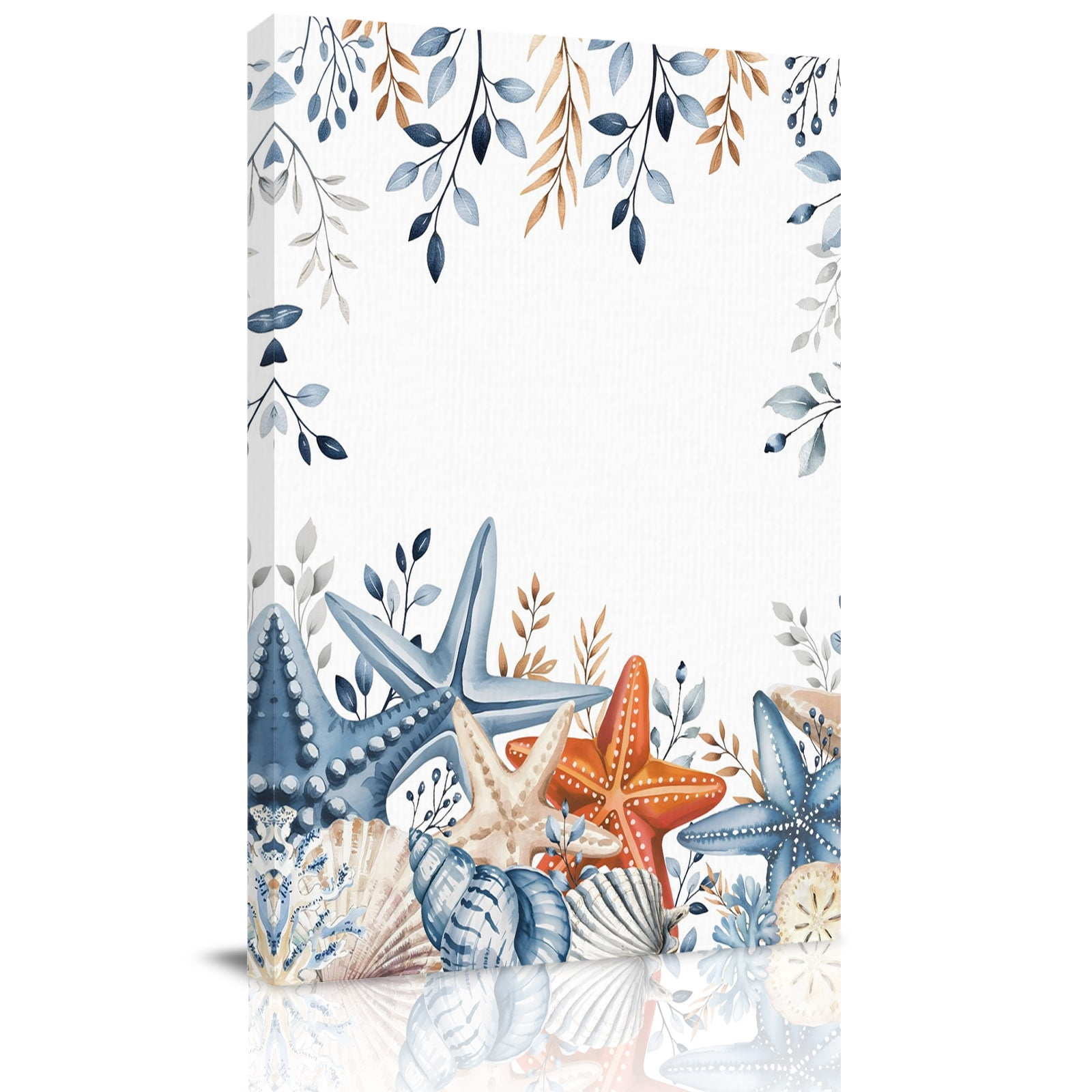 Eucalyptus Leaves Starfish Canvas Wall Art for Living Room, Shells ...