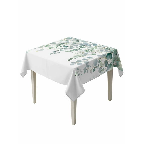 Eucalyptus Leaves Table Cloth, Teal Botanical Summer Weeping Waterproof ...