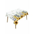 Eucalyptus Leaves Table Cloth, Yellow Sunflower Lavender Farmhouse ...