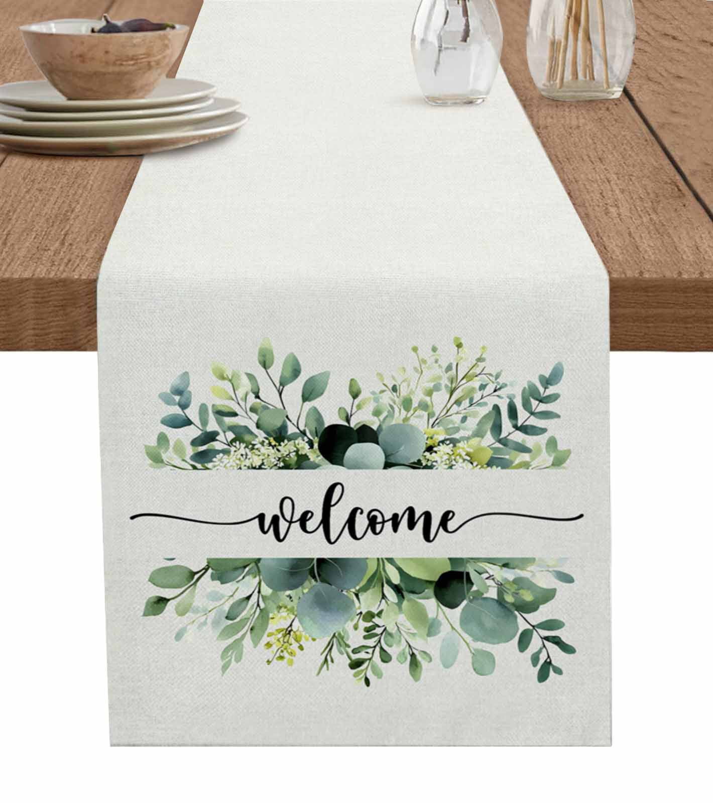 Eucalyptus Leaves Table Runner Farm Watercolor Sage Green Plant ...