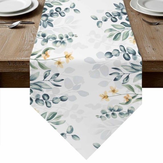 Eucalyptus Leaves Table Runner Linen Burlap Table Runner 36 Inches ...