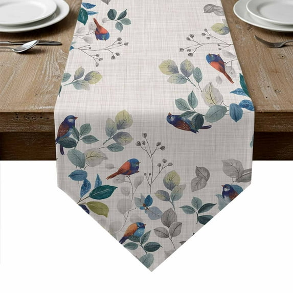 Eucalyptus Leaves Table Runner Linen Burlap Table Runner 90 Inches Long ...