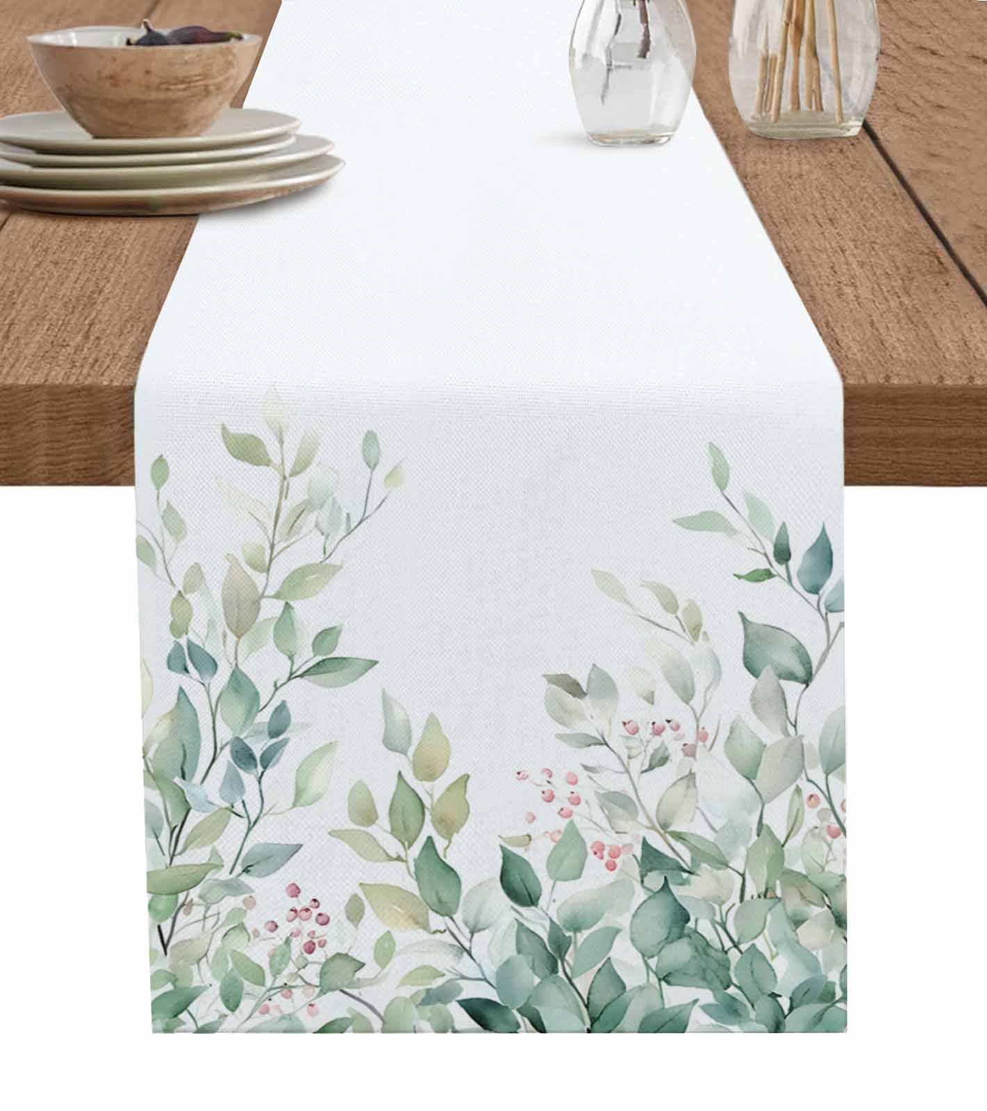 Eucalyptus Leaves Table Runner Sage Green Botanical Spring Summer ...