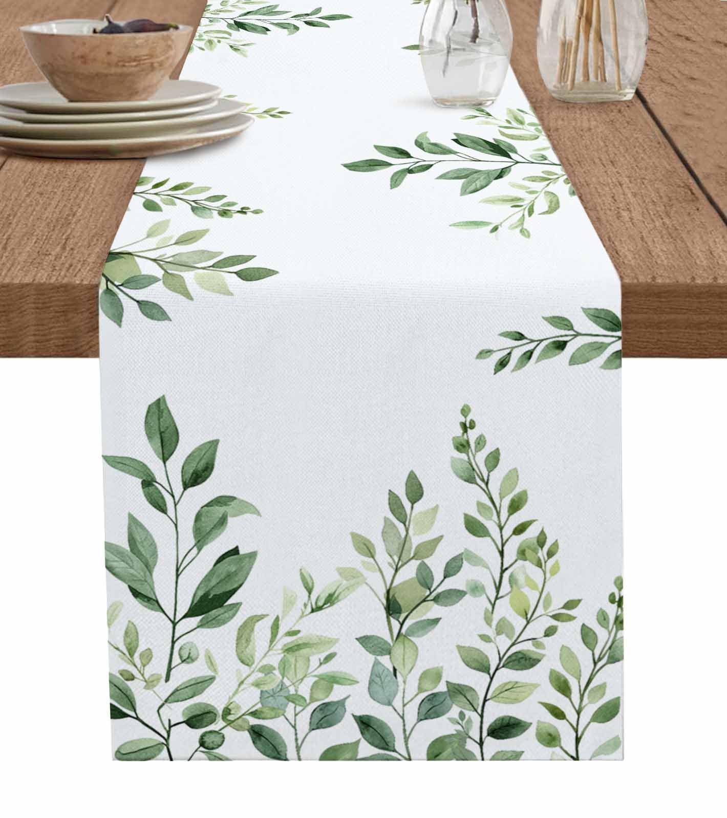 Eucalyptus Leaves Table Runner Sage Green Spring Summer Botanical ...