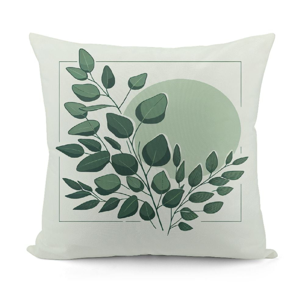 Eucalyptus Leaves Throw Pillow Covers Sage Green Leaf White Floral ...