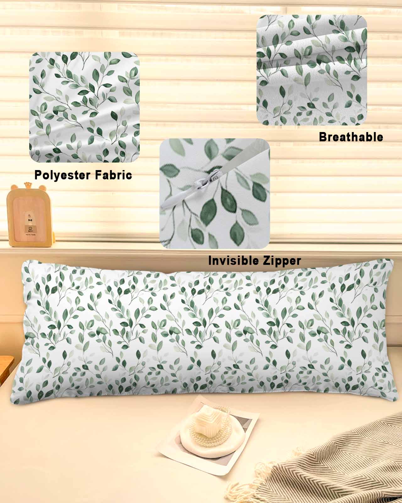 Eucalyptus Leaves Throw Pillow Covers, Watercolor Summer Botanical ...