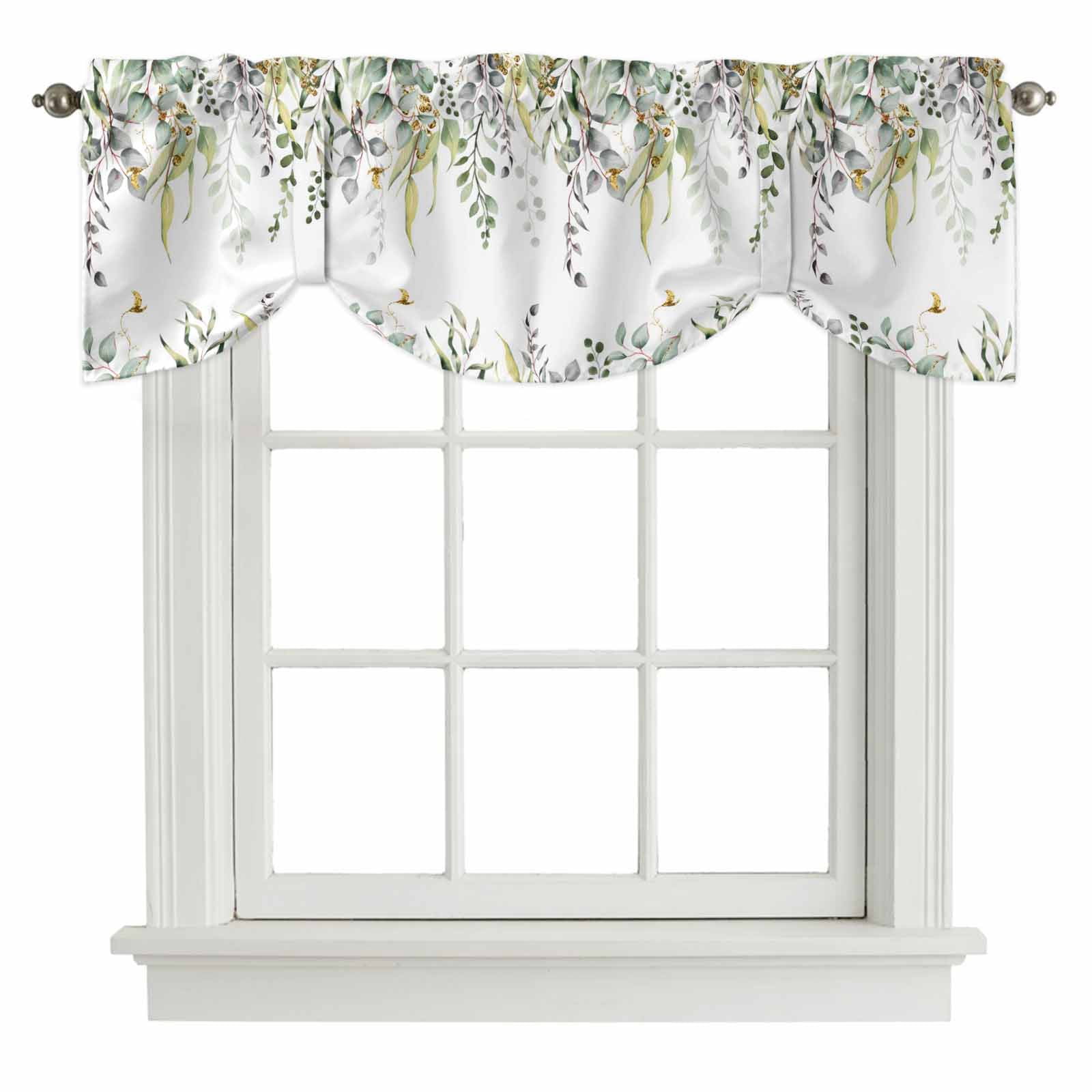 Eucalyptus Leaves Tie Up Valance Curtains Green Leaf Spring Plant Farm ...