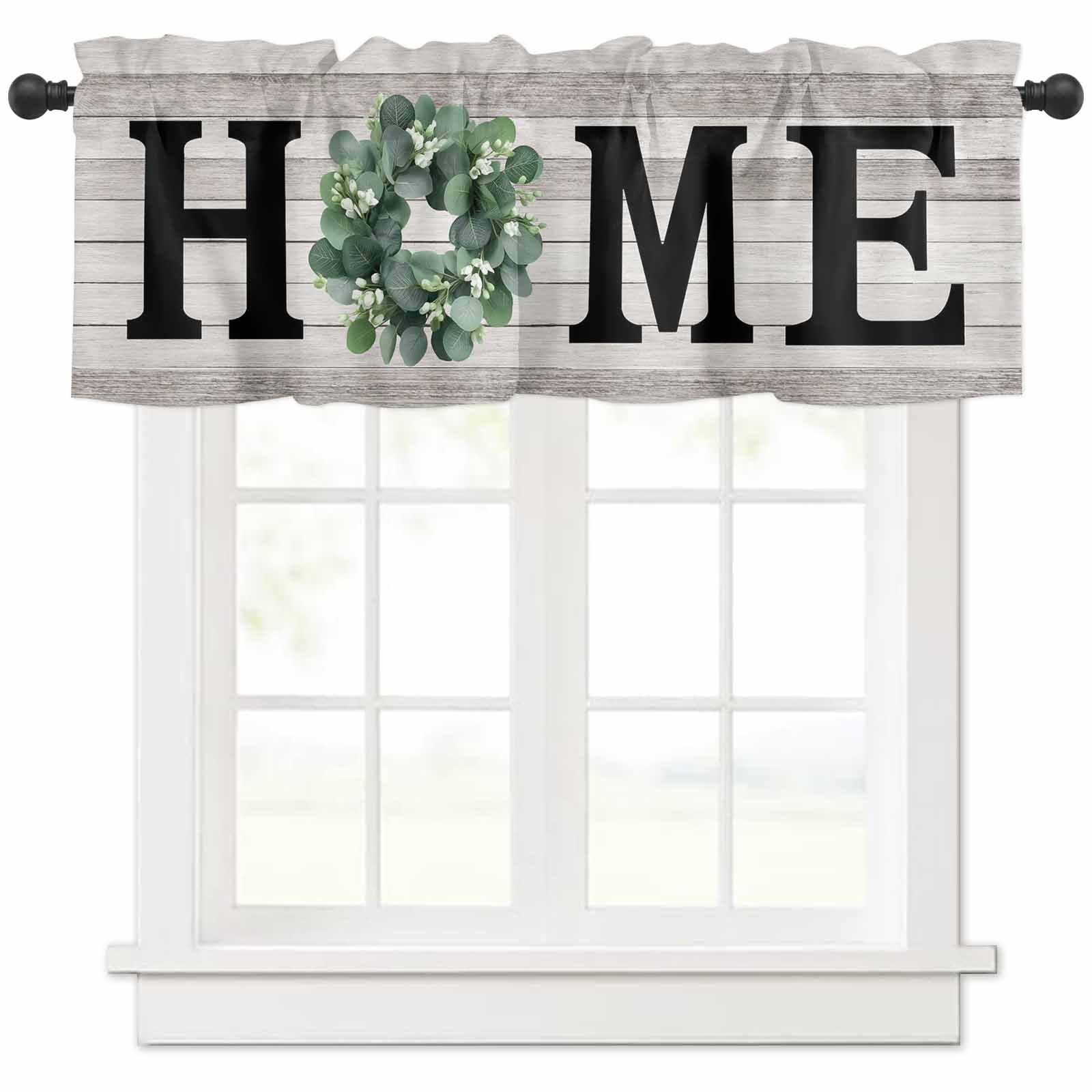 Eucalyptus Leaves Valances for Windows Farmhouse Kitchen Curtains ...