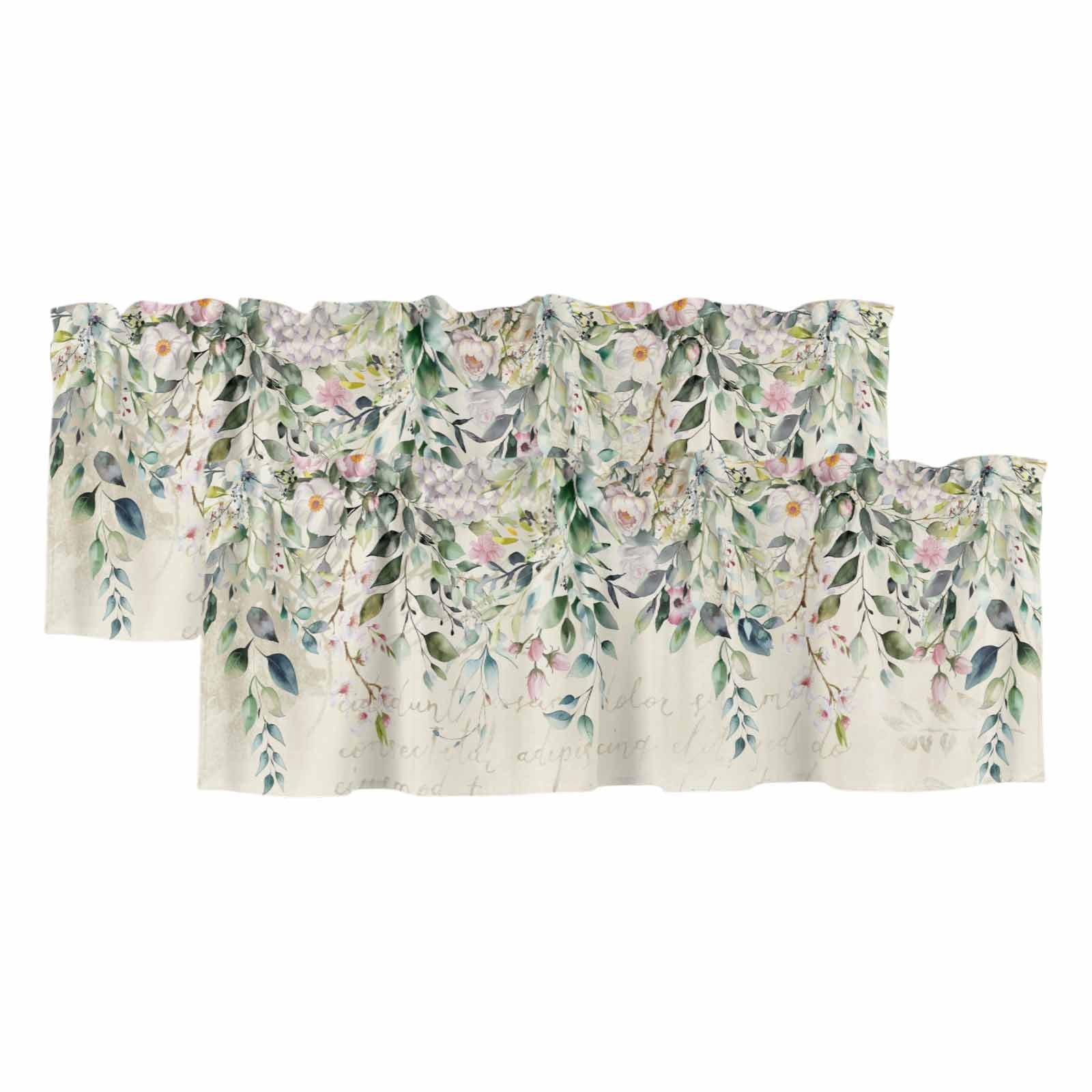 Eucalyptus Leaves Valances for Windows, Farmhouse Sage Green Leaf ...
