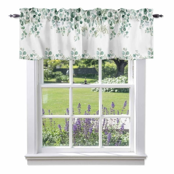 Eucalyptus Leaves Valances for Windows, Vines Branch Plants Watercolor ...