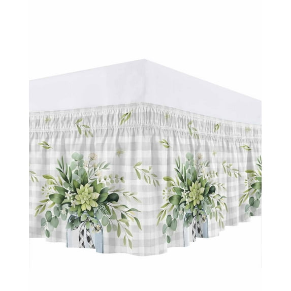 Eucalyptus Leaves Vase Bed Skirt California King Size 18 Inch Drop ...