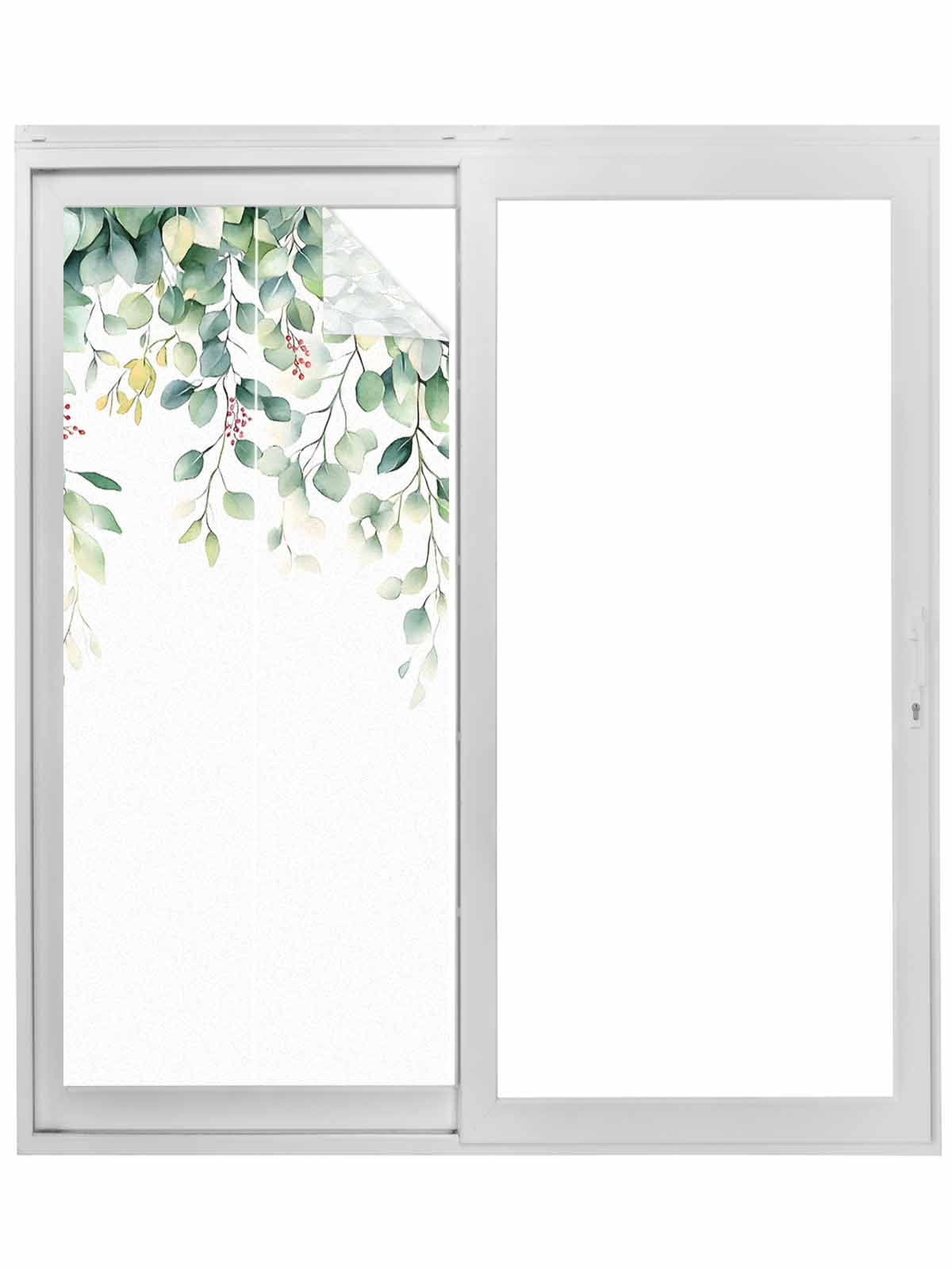 Eucalyptus Leaves Window Privacy Film, Summer Botanical Spring Green ...