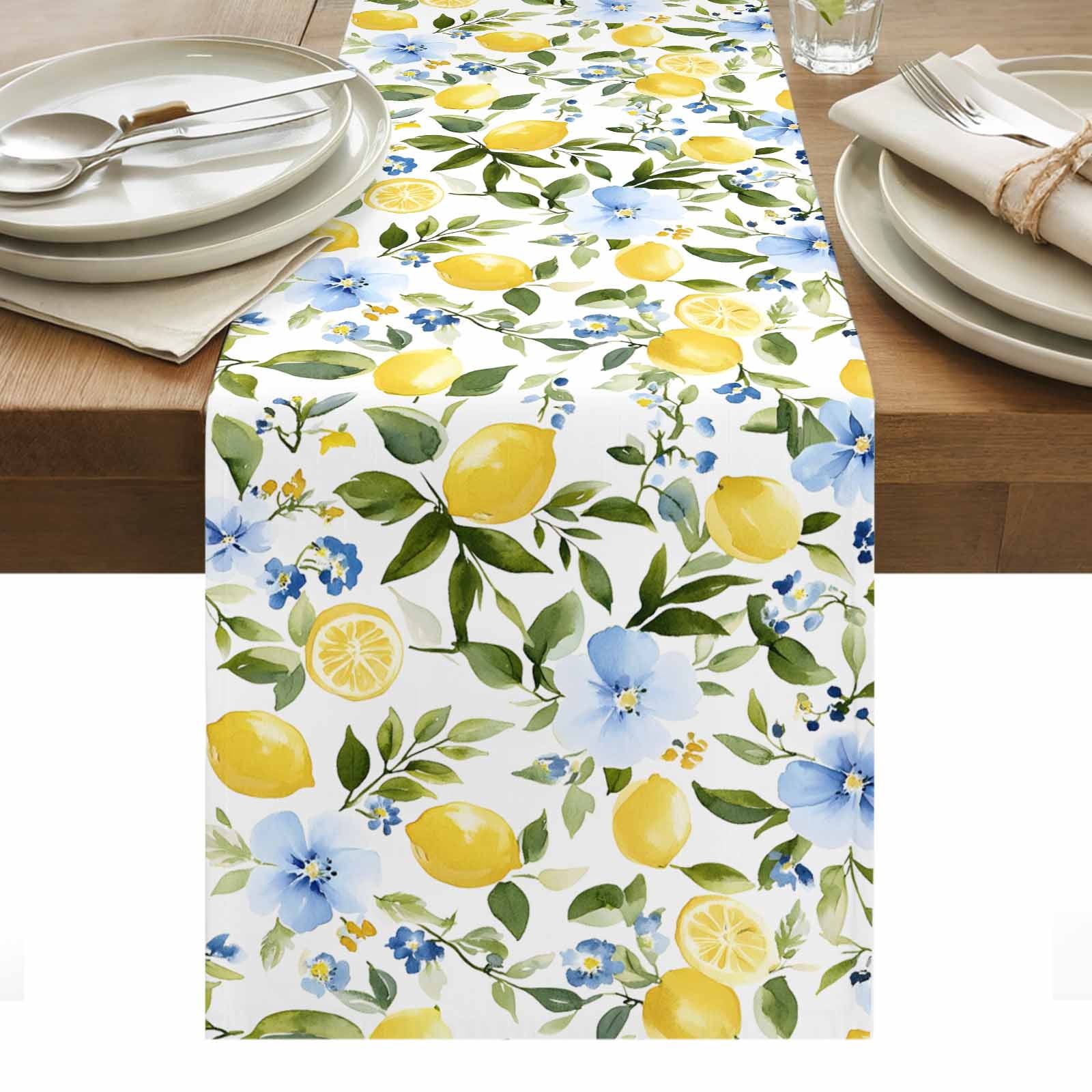 Eucalyptus Lemon Table Runner - 36 Inch Long, Kitchen Dining Table ...