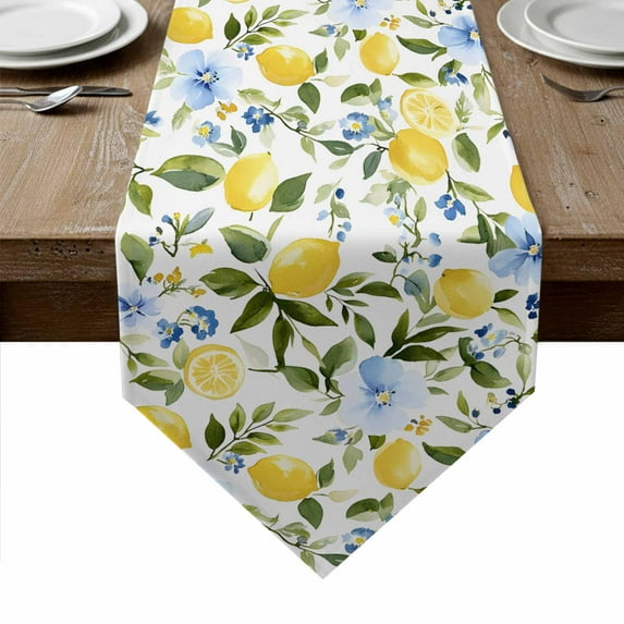 Eucalyptus Lemon Table Runner Linen Burlap Table Runner 90 Inches Long ...