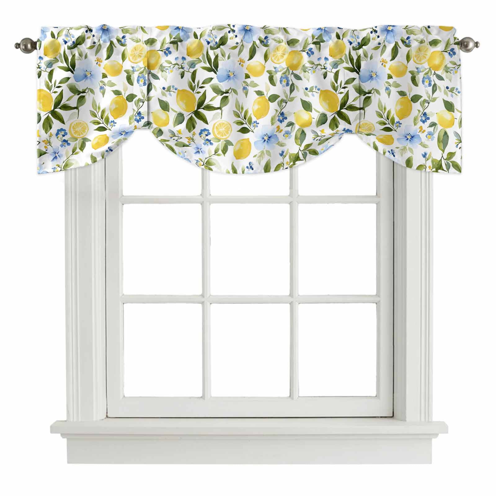 Eucalyptus Lemon Tie Up Valance Curtains for Windows, Kitchen Curtains ...