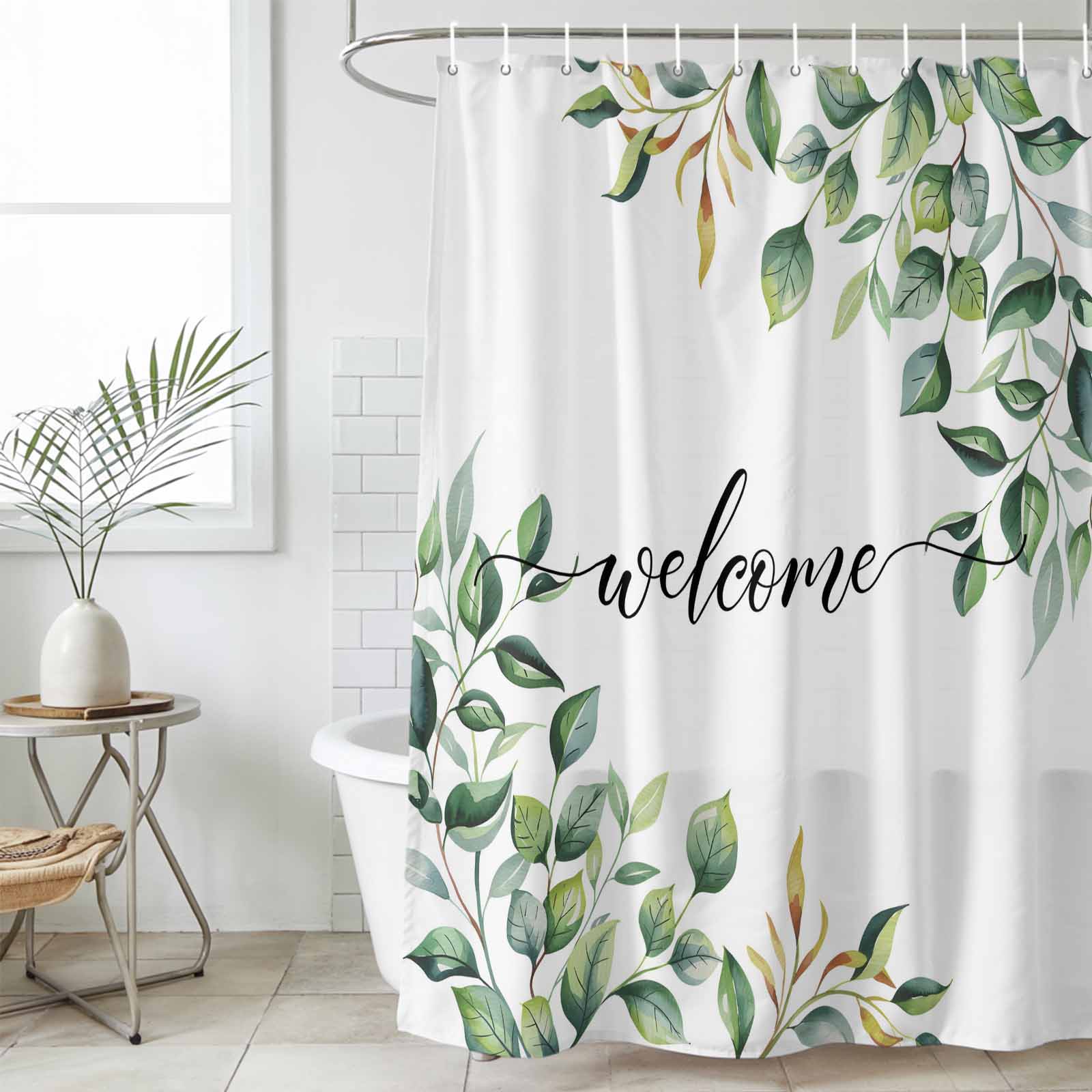 Eucalyptus Long Shower Curtain Set, Waterproof Shower Curtains for ...