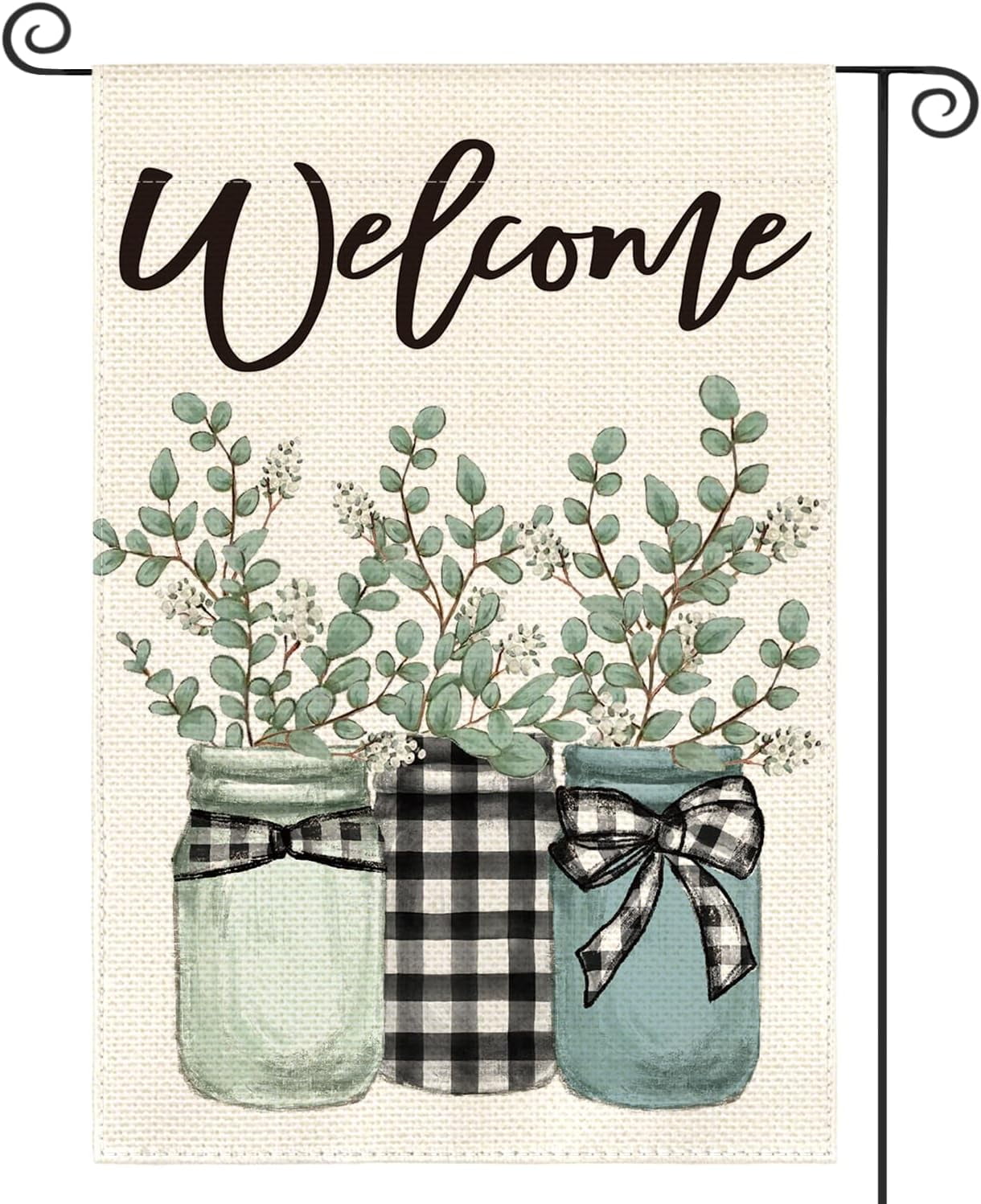 Eucalyptus Mason Jar Spring Summer Garden Flag Double Sided Outside ...