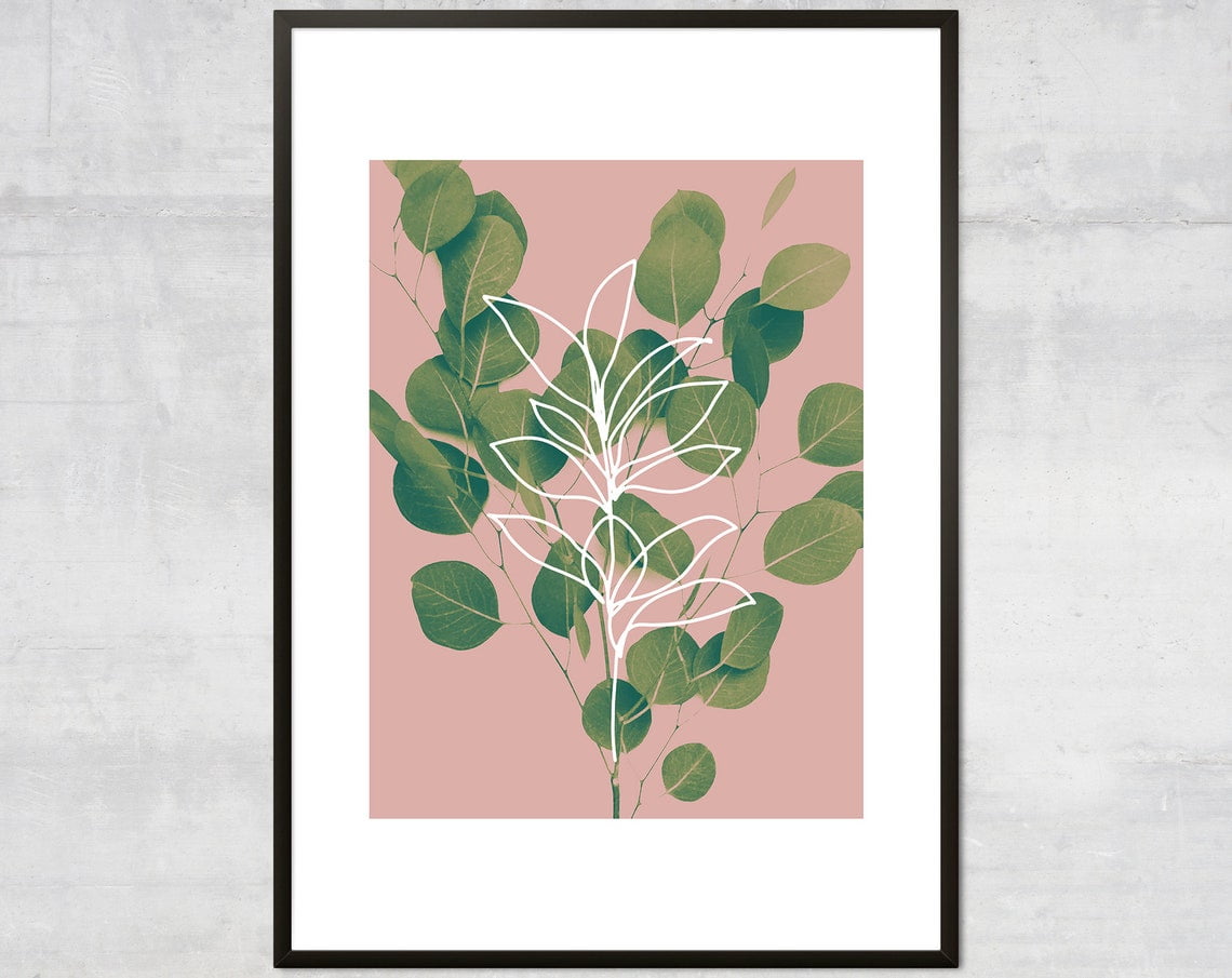 Eucalyptus Minimal Leaf Print, Botanic Wall Art, Minimalist Print ...