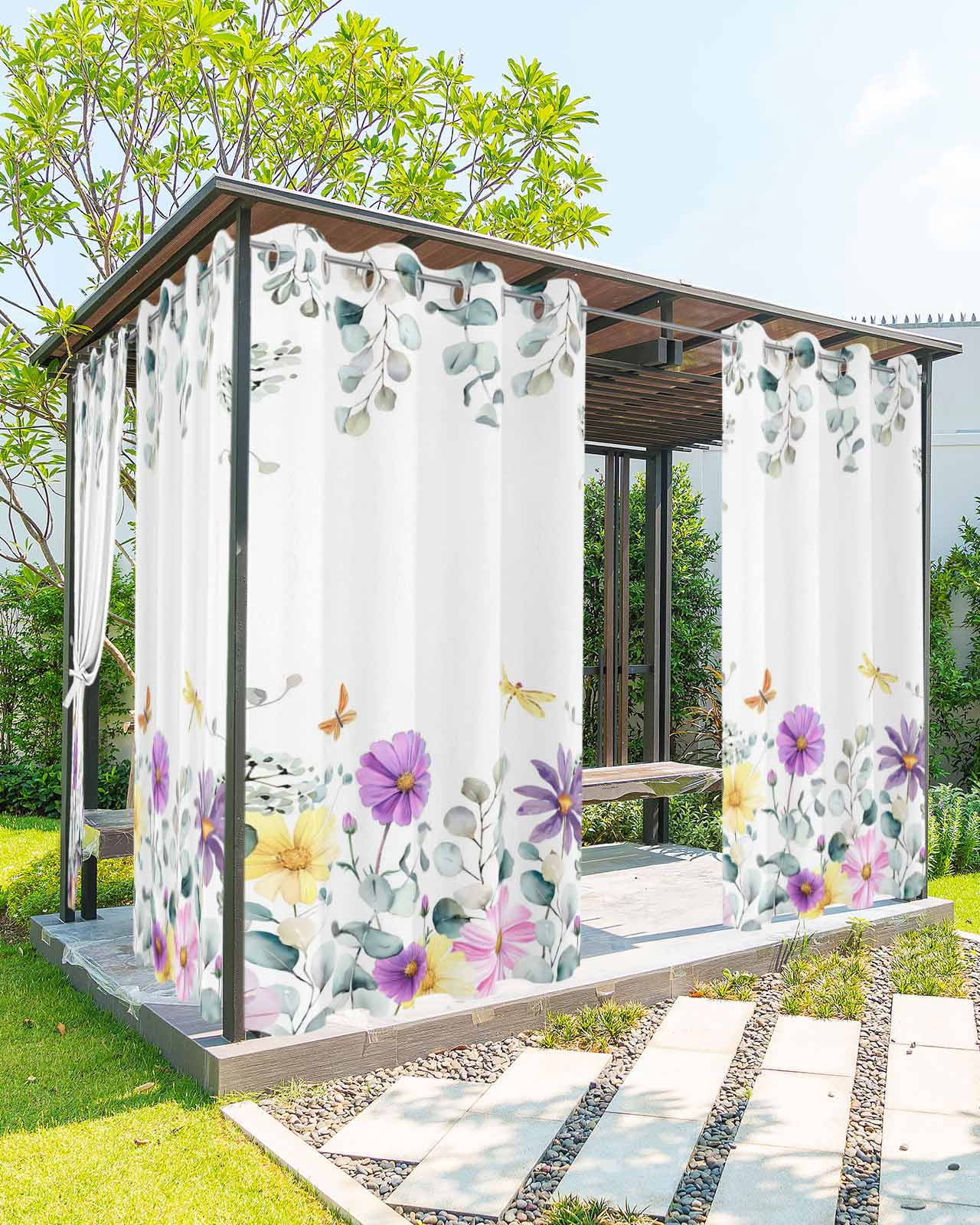 Eucalyptus Outdoor Curtains for Patio Waterproof, Sage Green Plant ...