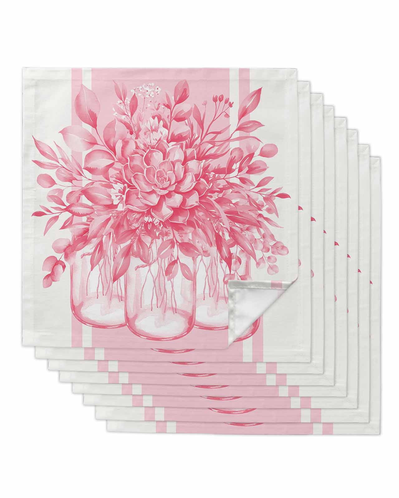 Eucalyptus Pink Cloth Napkins Set of 8 Reusable Dinner Napkins, Vintage ...