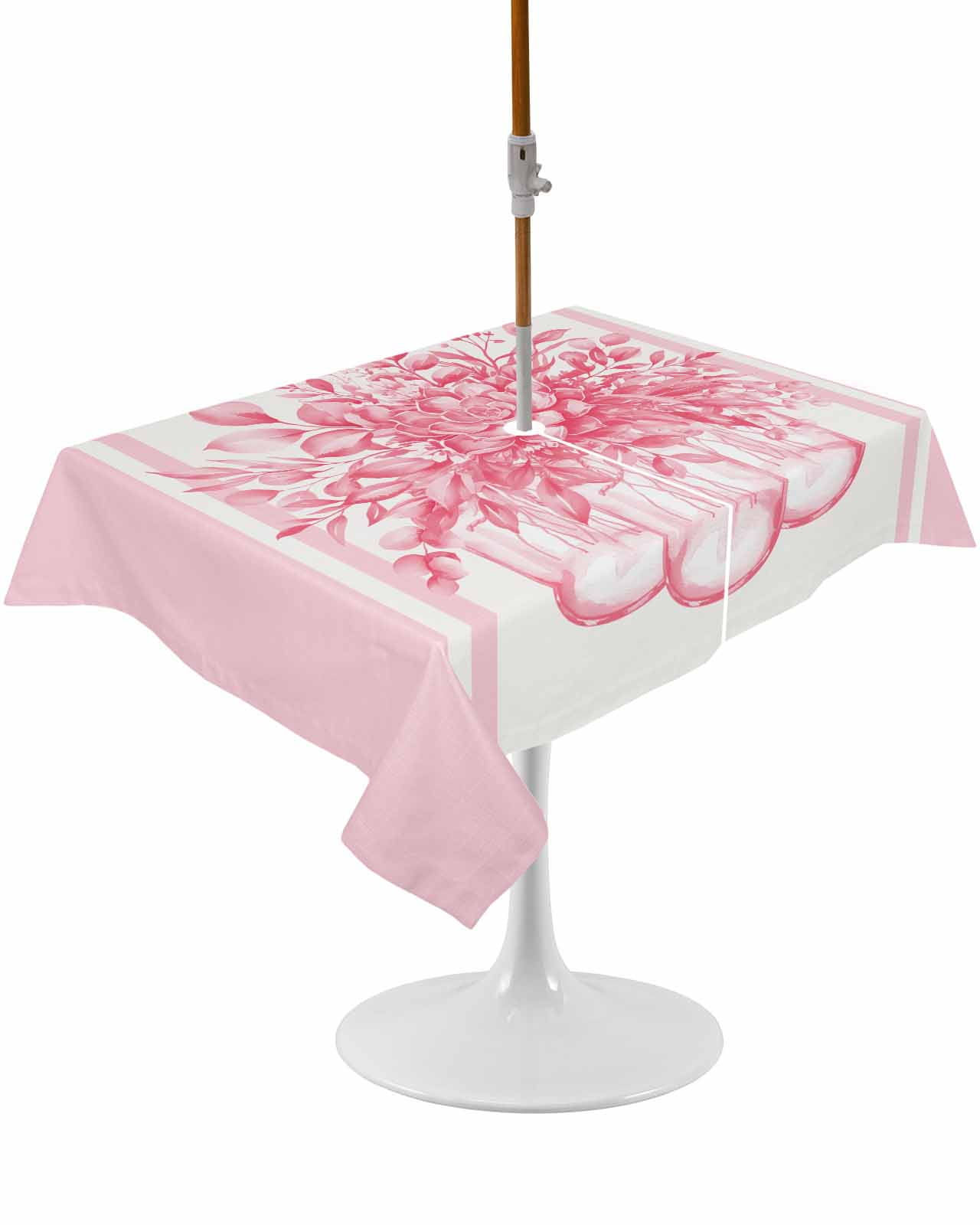 Eucalyptus Pink Rectangle Outdoor Tablecloth, Waterproof Table Cloth ...