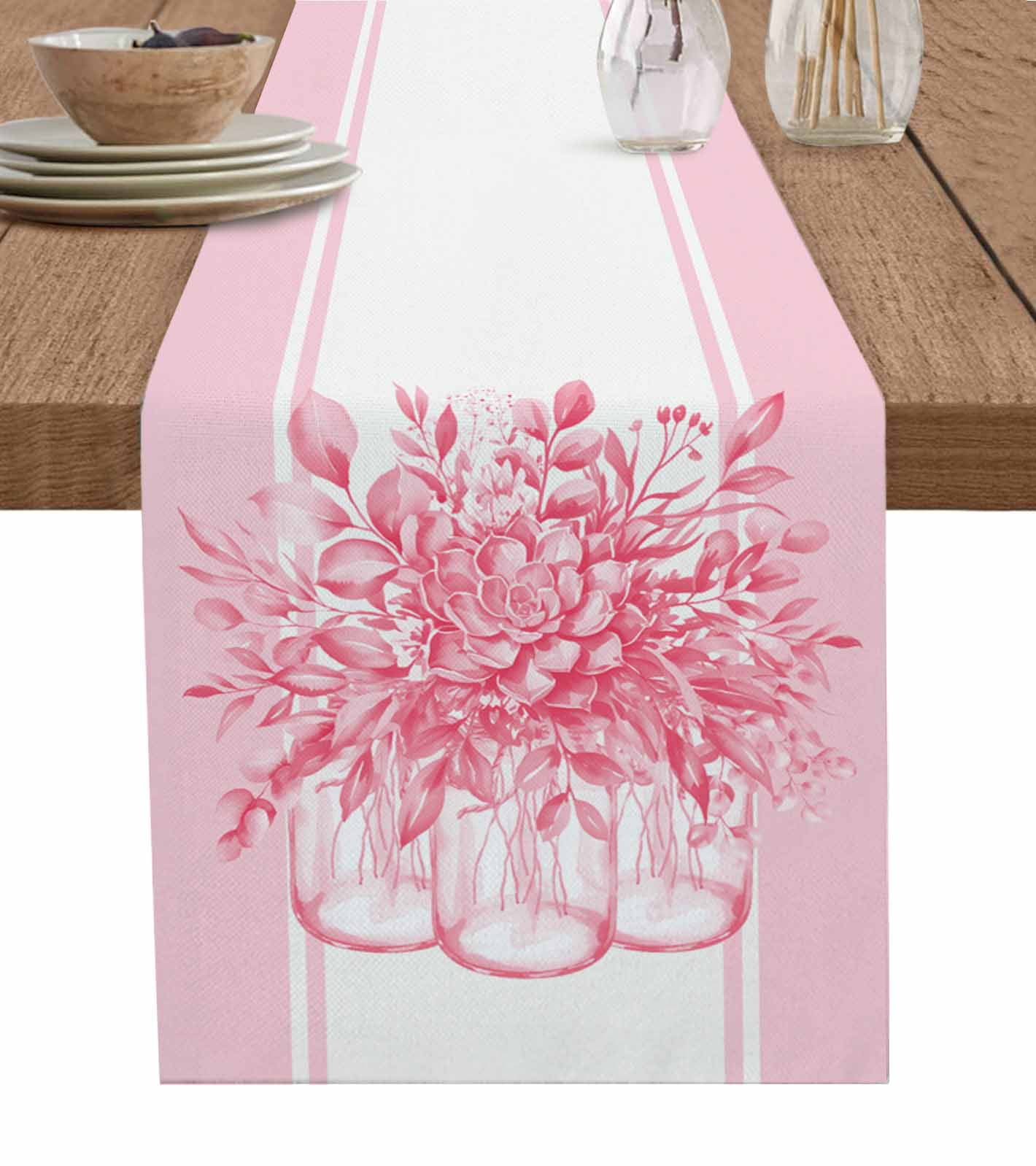 Eucalyptus Pink Table Runner Stripes Bottle Flower Cactus Plant ...